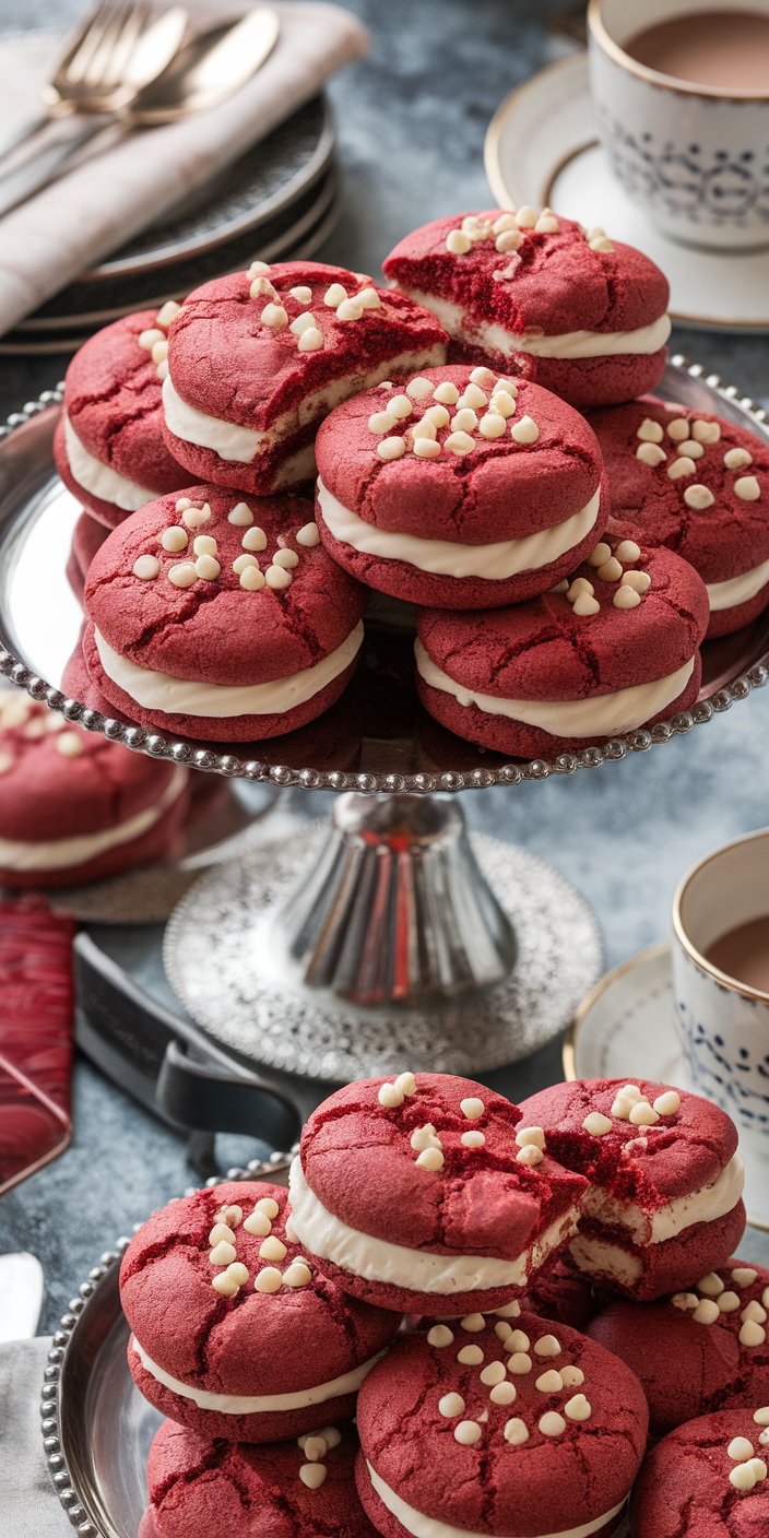 Red Velvet Cream Cheese Stuffed Cookies - Bowl N Balance