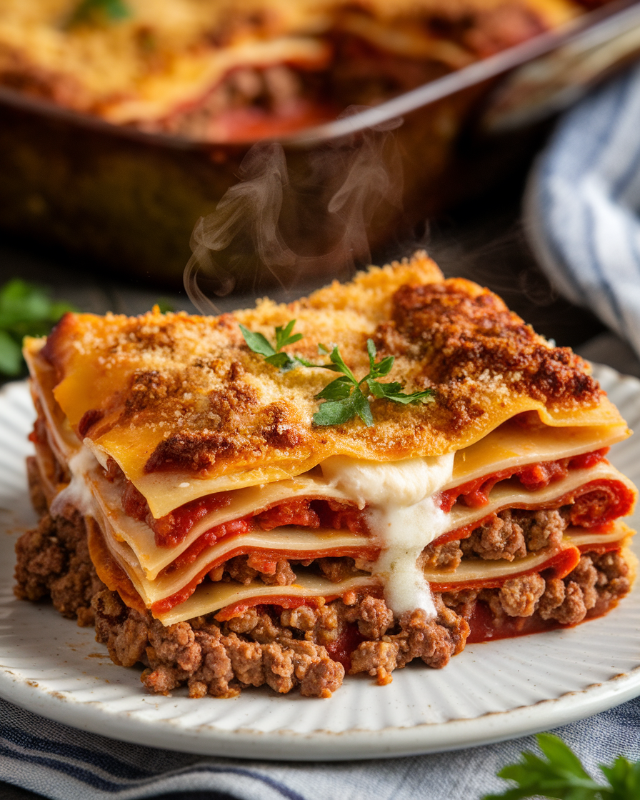 Parmesan Garlic Cheeseburger Lasagna - Bowl N Balance